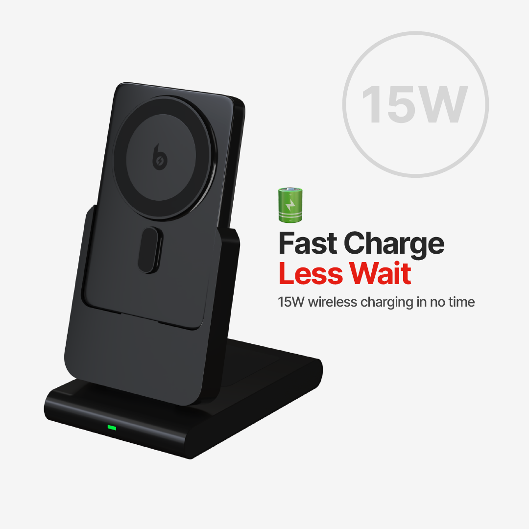 PowerMag 3-in-1 Magnetic Wireless Charger with Stand – BlueBolt Chargers